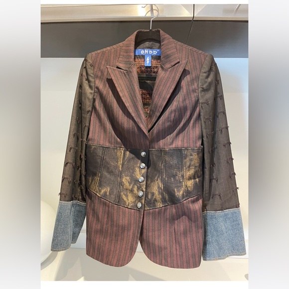 ohdd | Jackets & Coats | Ohdd Save The Queen Mixed Media Blazer Unique ...